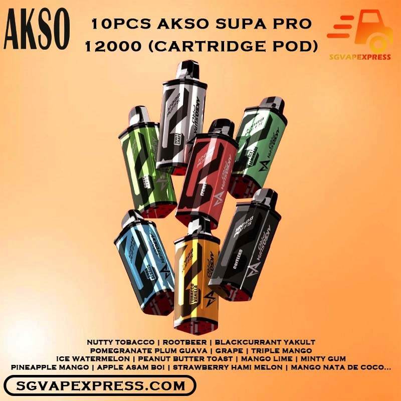 10PCS AKSO SUPA PRO 12000 CARTRIDGE POD | SG VAPE